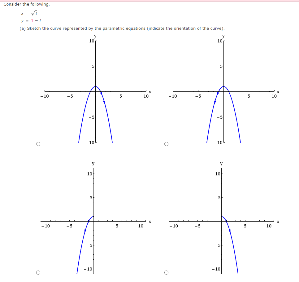 Solved Consider the following. x= y = 1 - 1 (a) Sketch the | Chegg.com