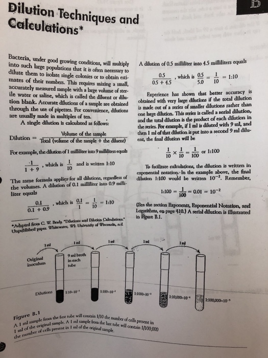 Solved Dilution Techniques and Calculations* Bacteria, under | Chegg.com