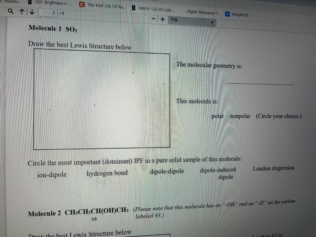 Solved Molecule 5 (CH3)2NH (Please note that this molecule | Chegg.com