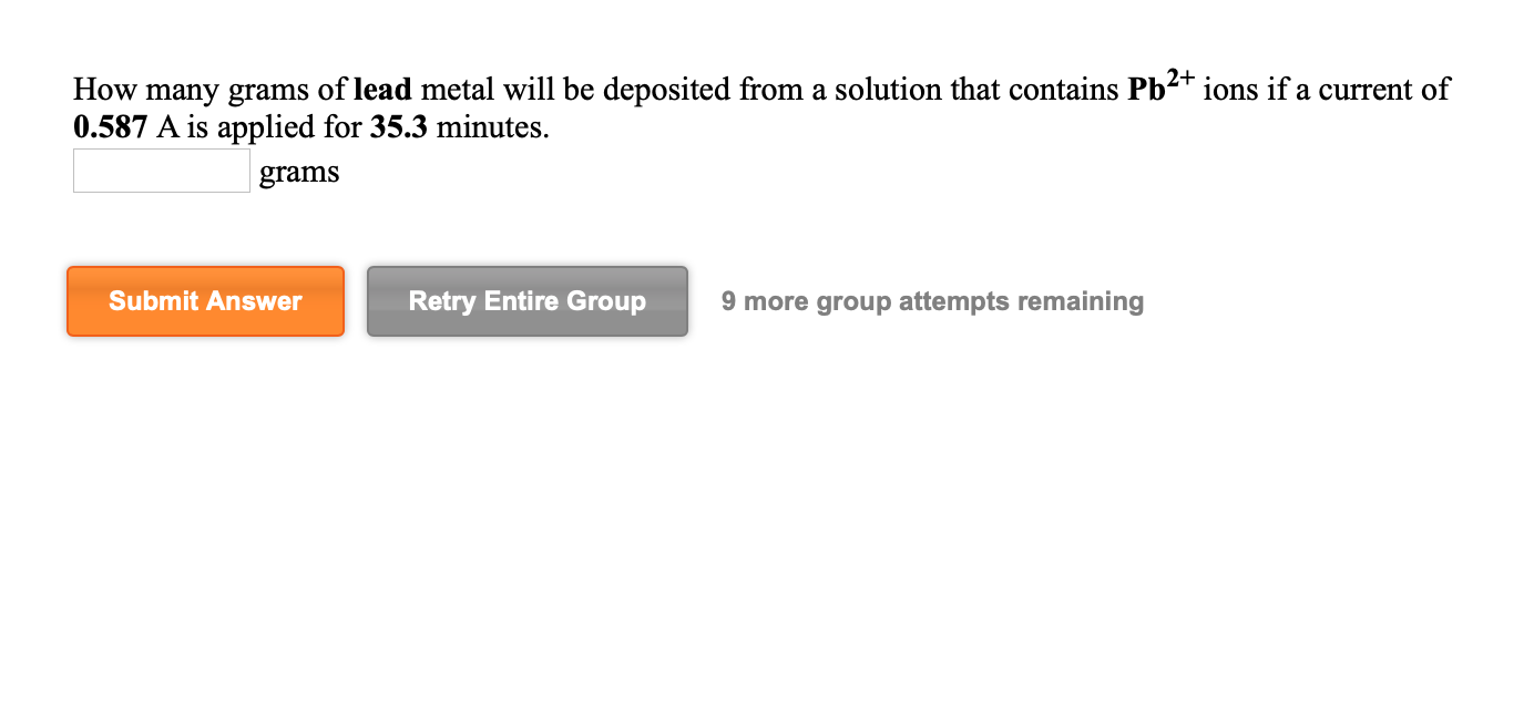 Solved How many grams of lead metal will be deposited from a | Chegg.com