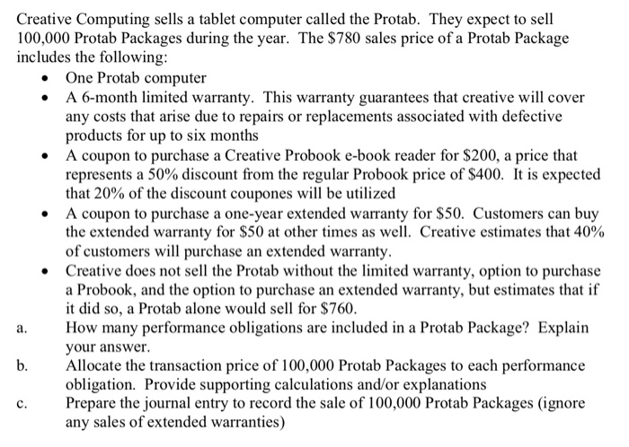 Solved Creative Computing sells a tablet computer called the | Chegg.com