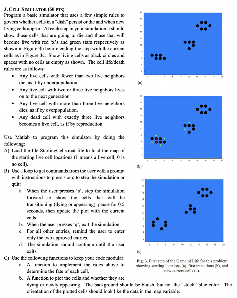 3. CELL SIMULATOR (50 PTS) Program a basic simulator | Chegg.com