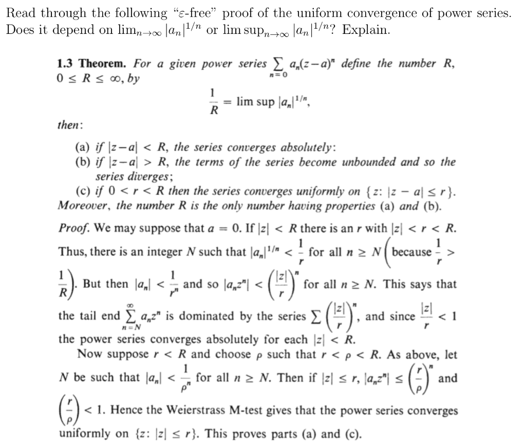 Solved Read through the following "e-free" proof of the | Chegg.com