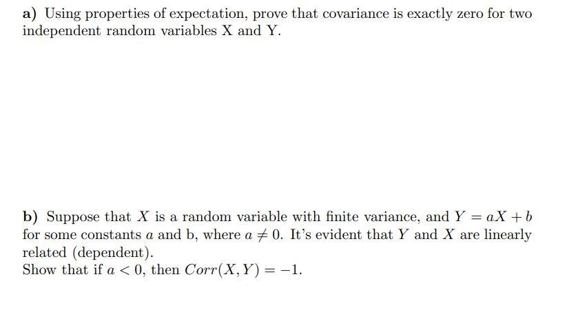 Solved a) Using properties of expectation, prove that | Chegg.com