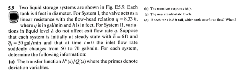 Solved 5.9 Two liquid storage systems are shown in Fig. | Chegg.com