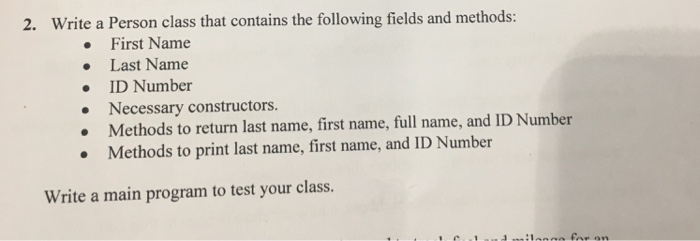 Solved Write a Person class that contains the following | Chegg.com