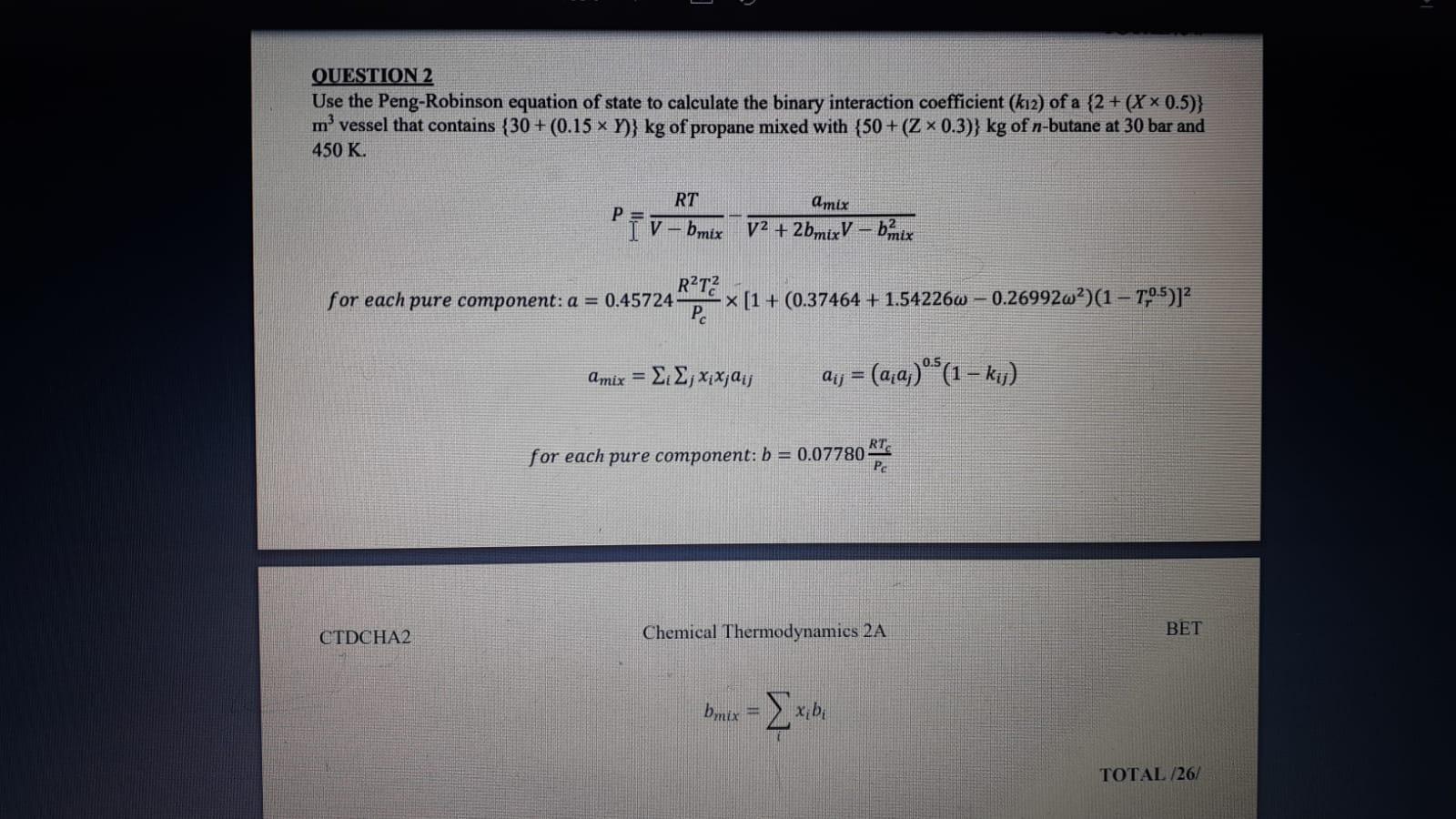 Solved QUESTION 2 Use the Peng-Robinson equation of state to | Chegg.com