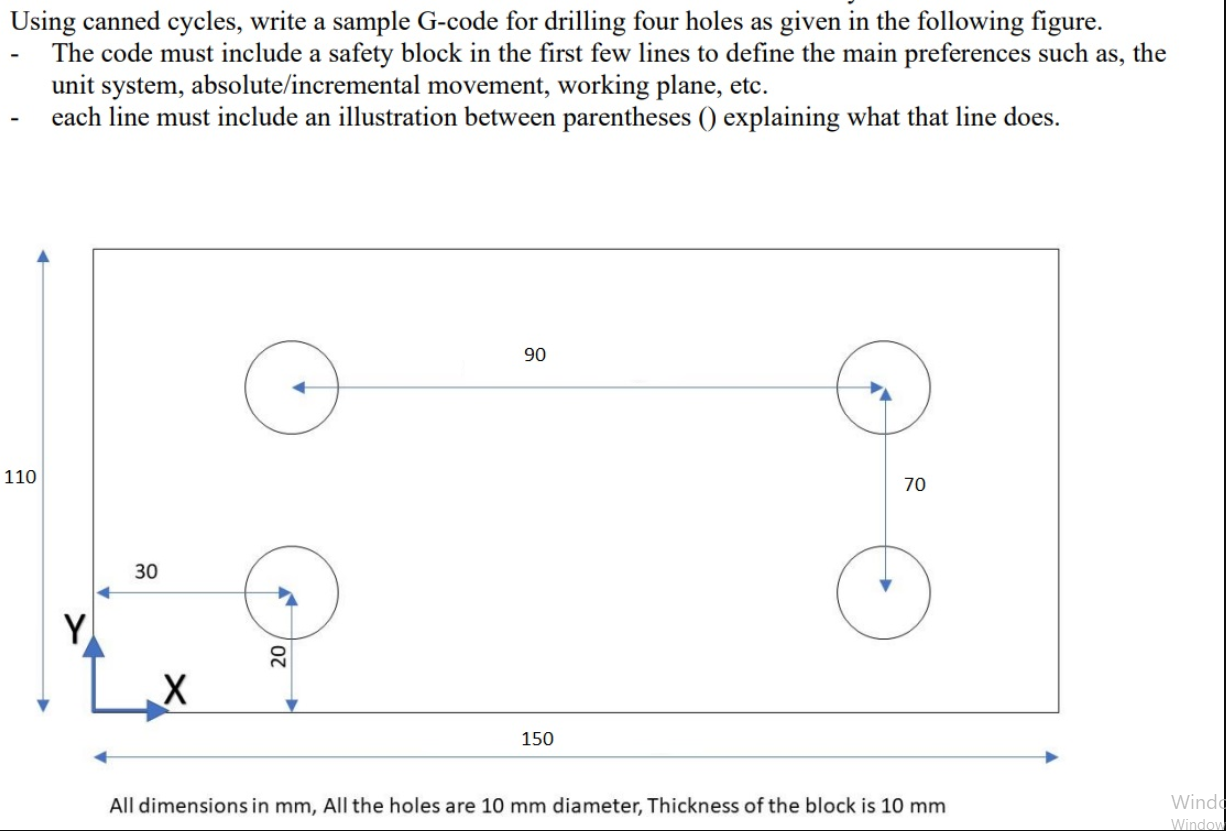 Solved Using canned cycles, write a sample G-code for | Chegg.com
