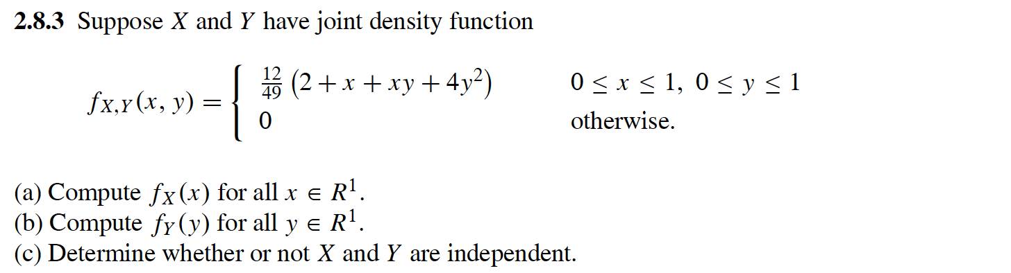 Solved 2.8.3 Suppose X and Y have joint density function | Chegg.com
