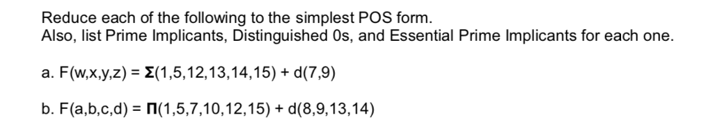 Solved Reduce each of the following to the simplest POS form | Chegg.com
