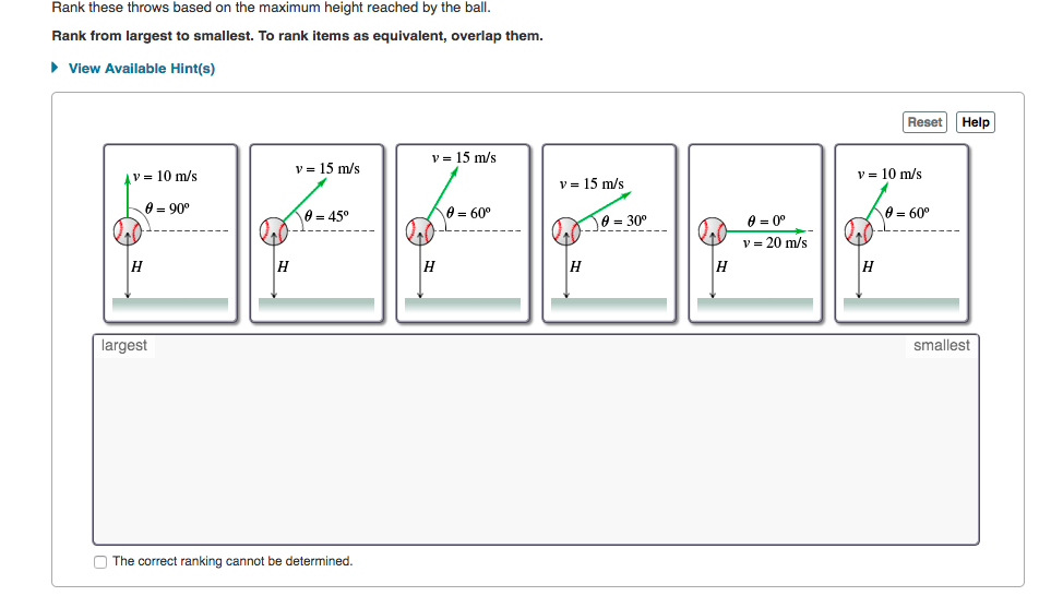 Solved Rank these throws based on the maximum height reached | Chegg.com