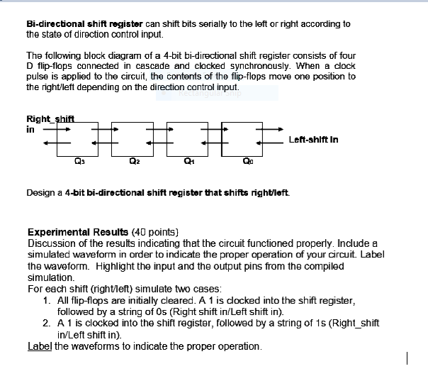 Solved Bi-directional shift register can shift bits serially | Chegg.com