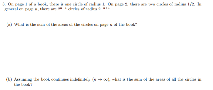 Solved 3. On page 1 of a book, there is one circle of radius | Chegg.com