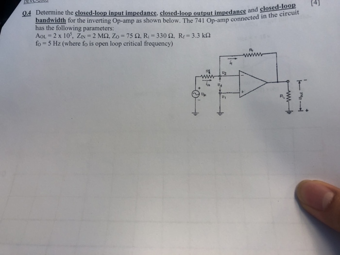 Solved Q4 Determine The Closed Loop Input Impedance 