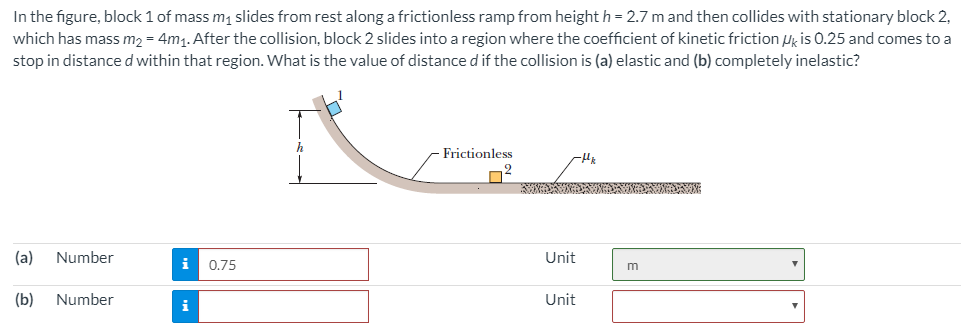 Solved In the figure, block 1 of mass m1 slides from rest | Chegg.com