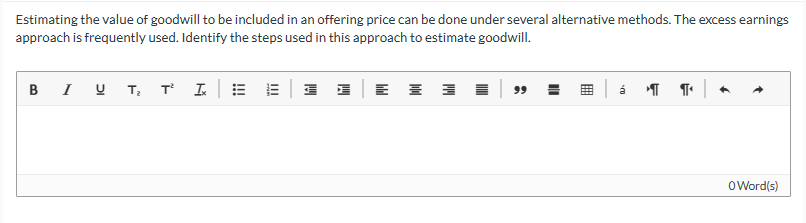 Solved Estimating the value of goodwill to be included in an | Chegg.com