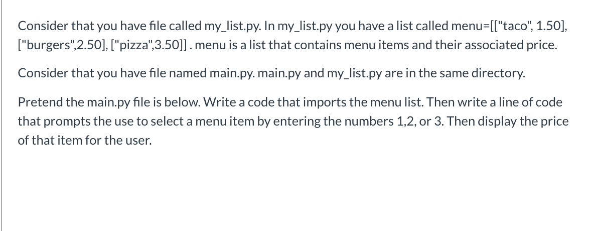 Solved Consider that you have file called my_ y_list.py. In | Chegg.com
