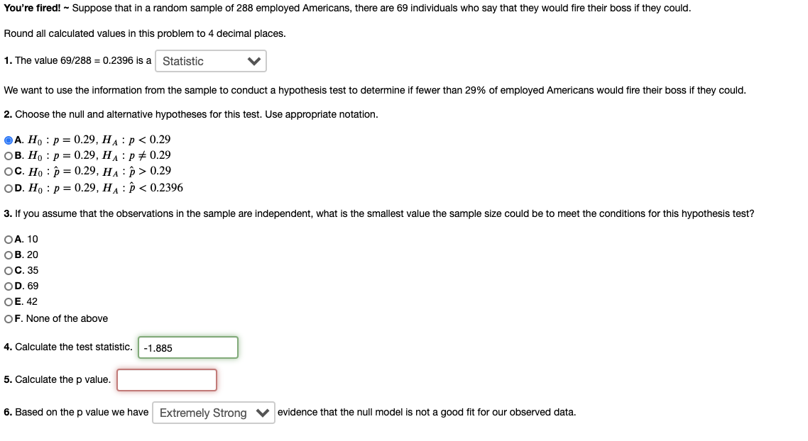 Solved You're fired! - Suppose that in a random sample of | Chegg.com