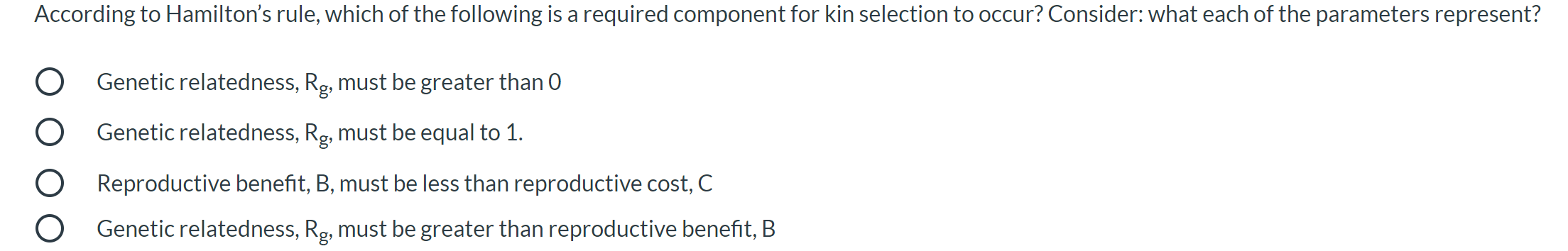 Solved According to Hamilton's rule, which of the following | Chegg.com