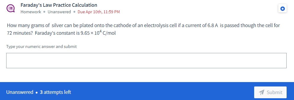 Faraday's Law Practice Calculation Homework • | Chegg.com