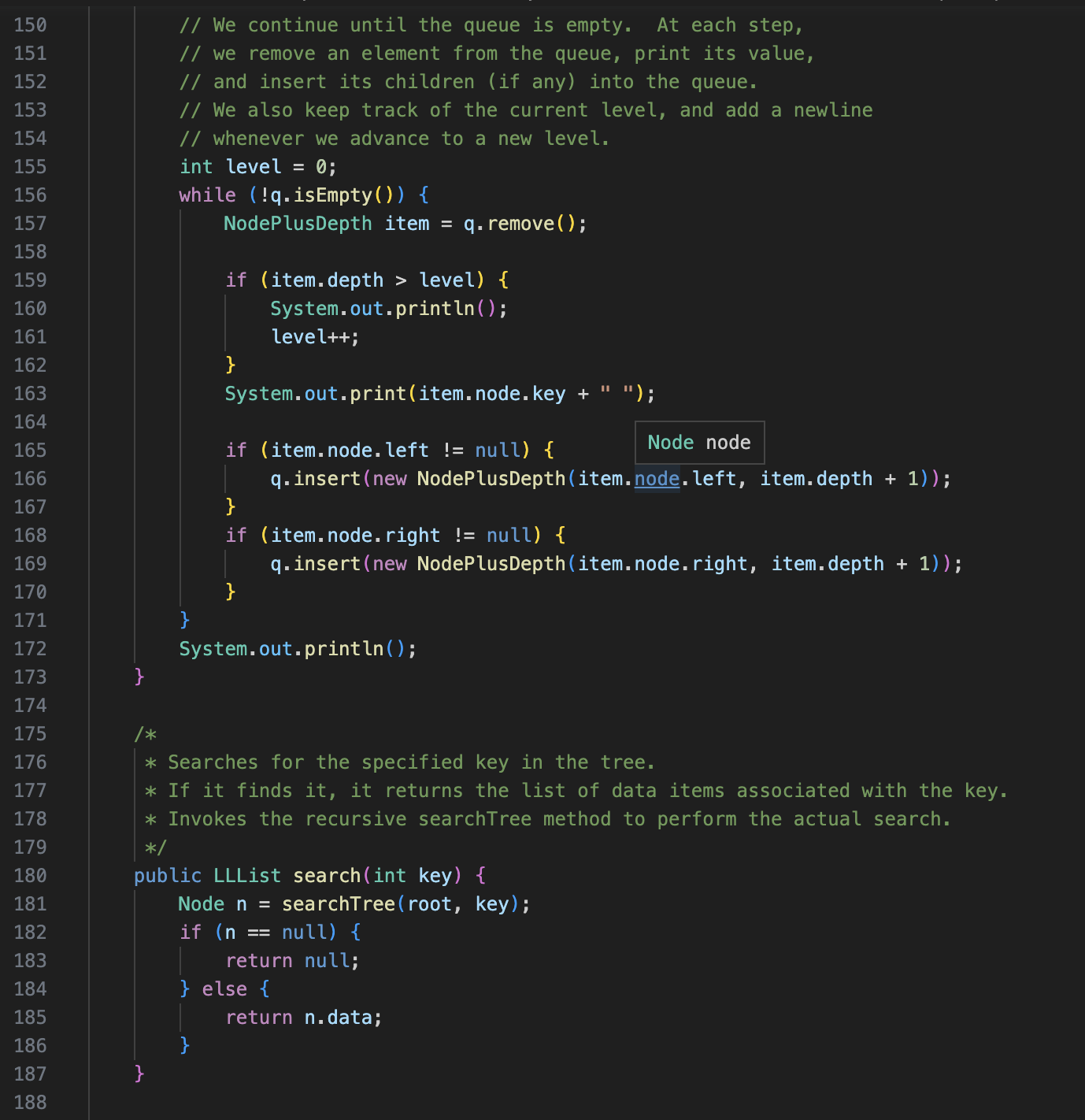 Solved he file LinkedTree. java, add code that completes the | Chegg.com