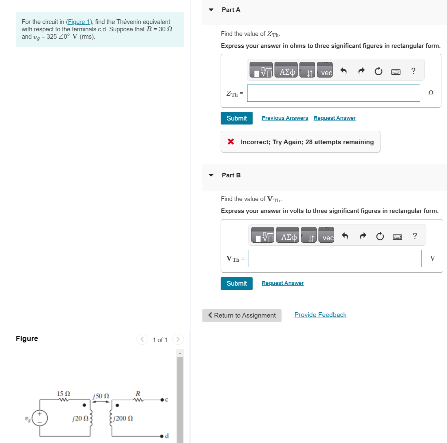Solved For the circuit in (Figure 1), find the Thévenin | Chegg.com