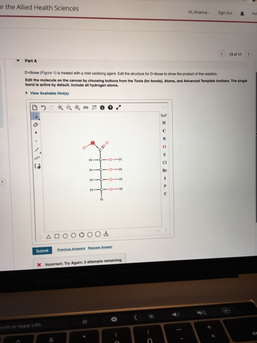 Solved r the Allied Health Sciences Hi, Arianna Sign Out Hel | Chegg.com