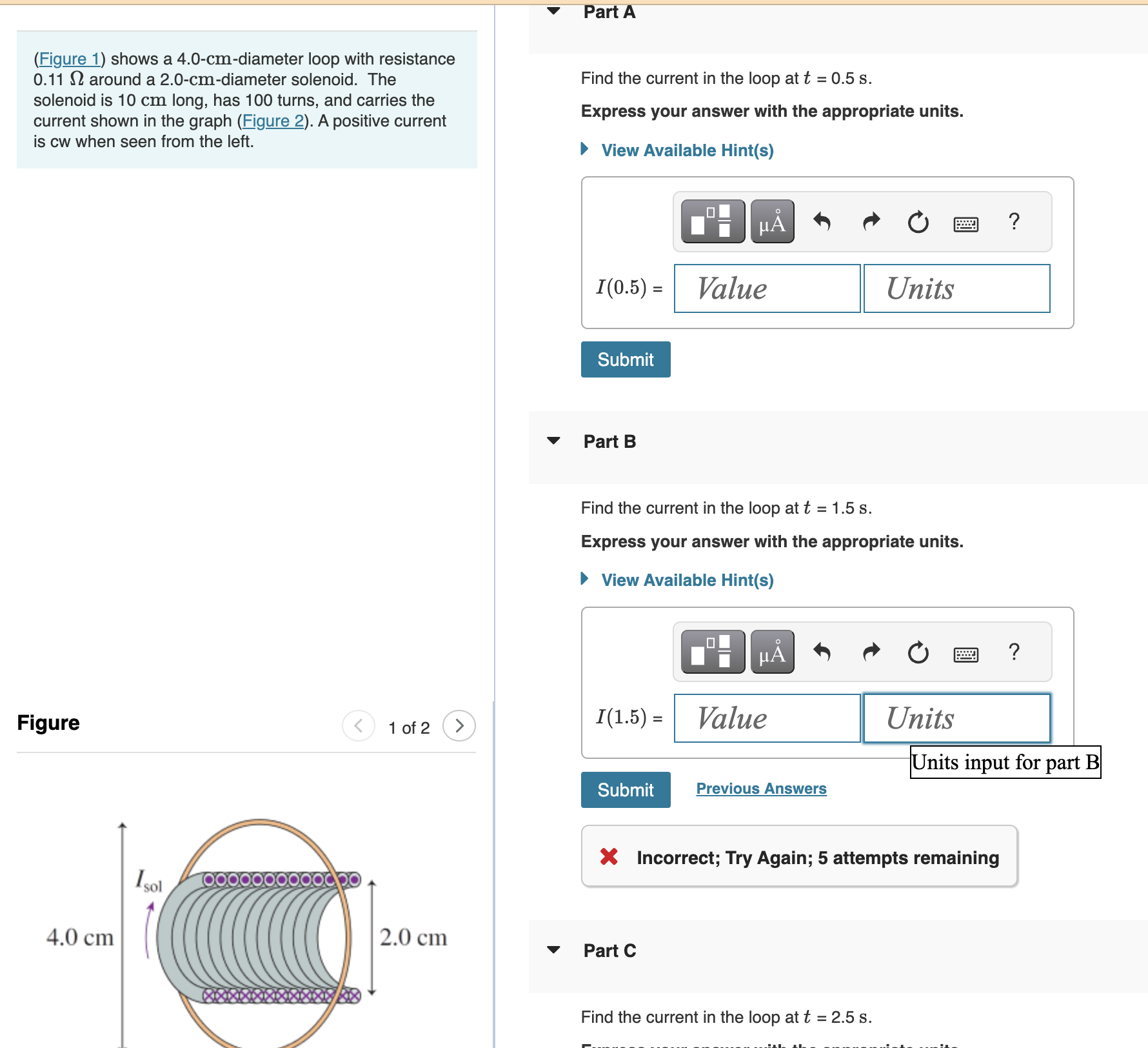 Solved 2 of 2(Figure 1) shows a 4.0-cm-diameter loop with | Chegg.com