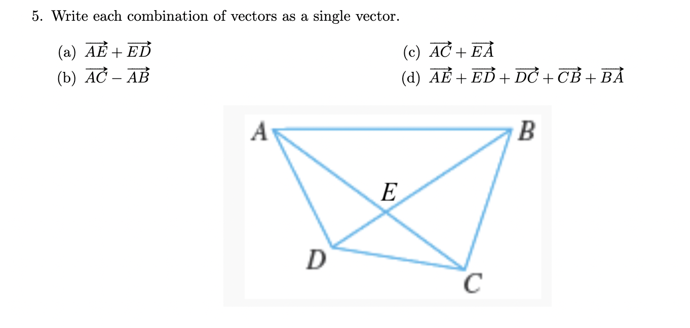 Solved 5. Write each combination of vectors as a single | Chegg.com