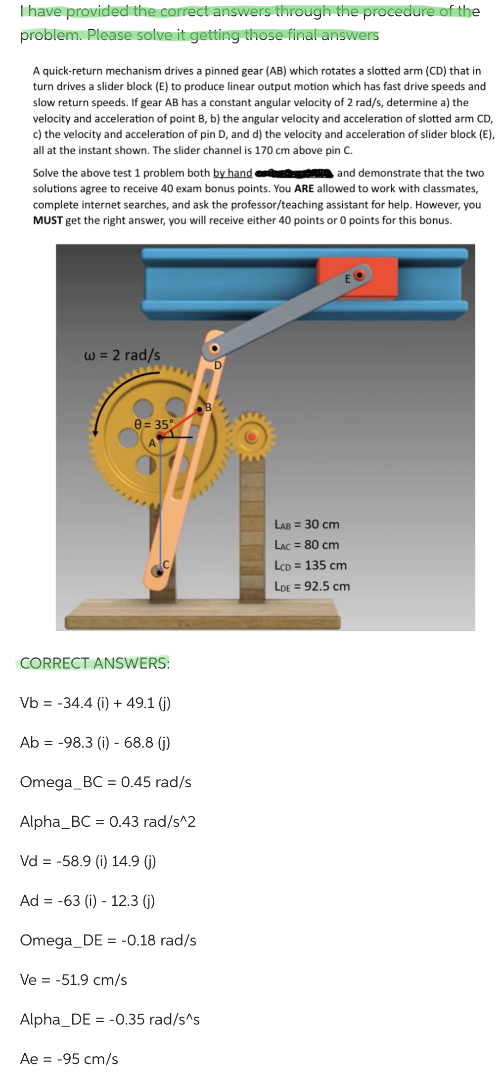 Solved I have provided the correct answers through the | Chegg.com