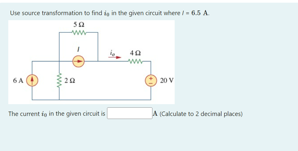 Solved Use source transformation to find io in the given | Chegg.com