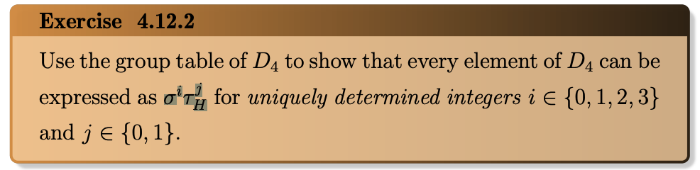 Solved Use the group table of D4 to show that every element | Chegg.com