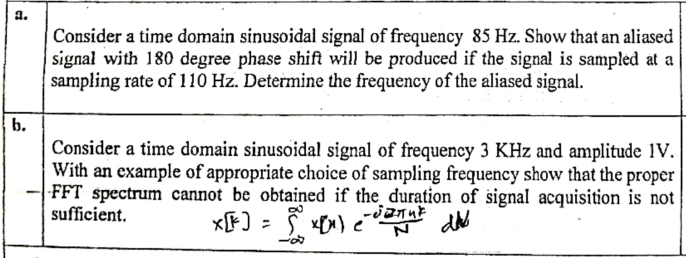 Solved Consider a time domain sinusoidal signal of frequency | Chegg.com