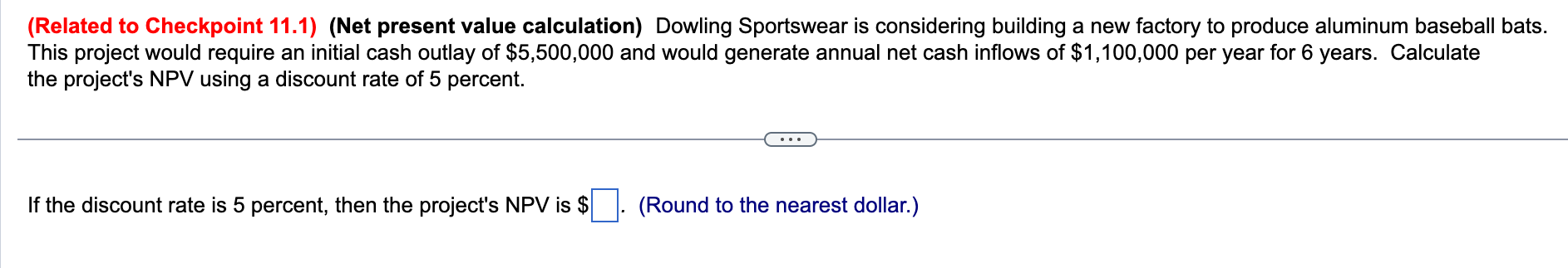 Solved (Related to Checkpoint 11.1) (Net present value | Chegg.com
