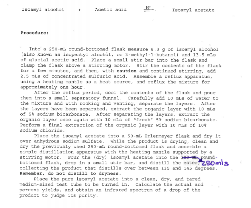 Solved Lab Isoamyl Acetate Synthesis Read the instructions | Chegg.com