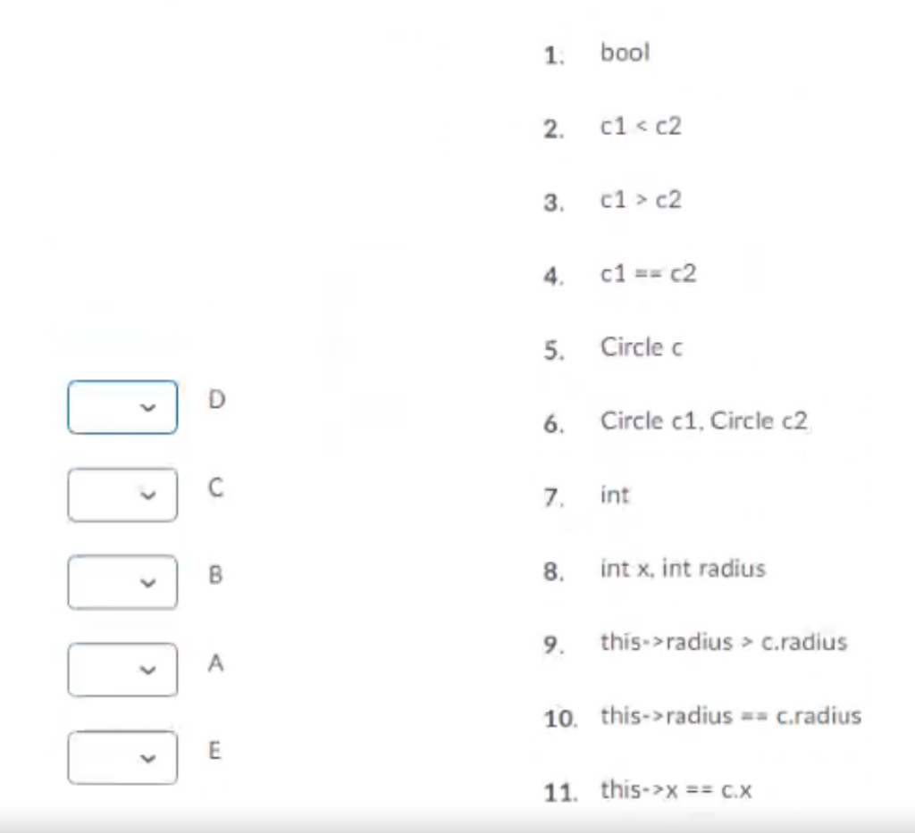 Solved Given the following Circle class, write an overloaded | Chegg.com
