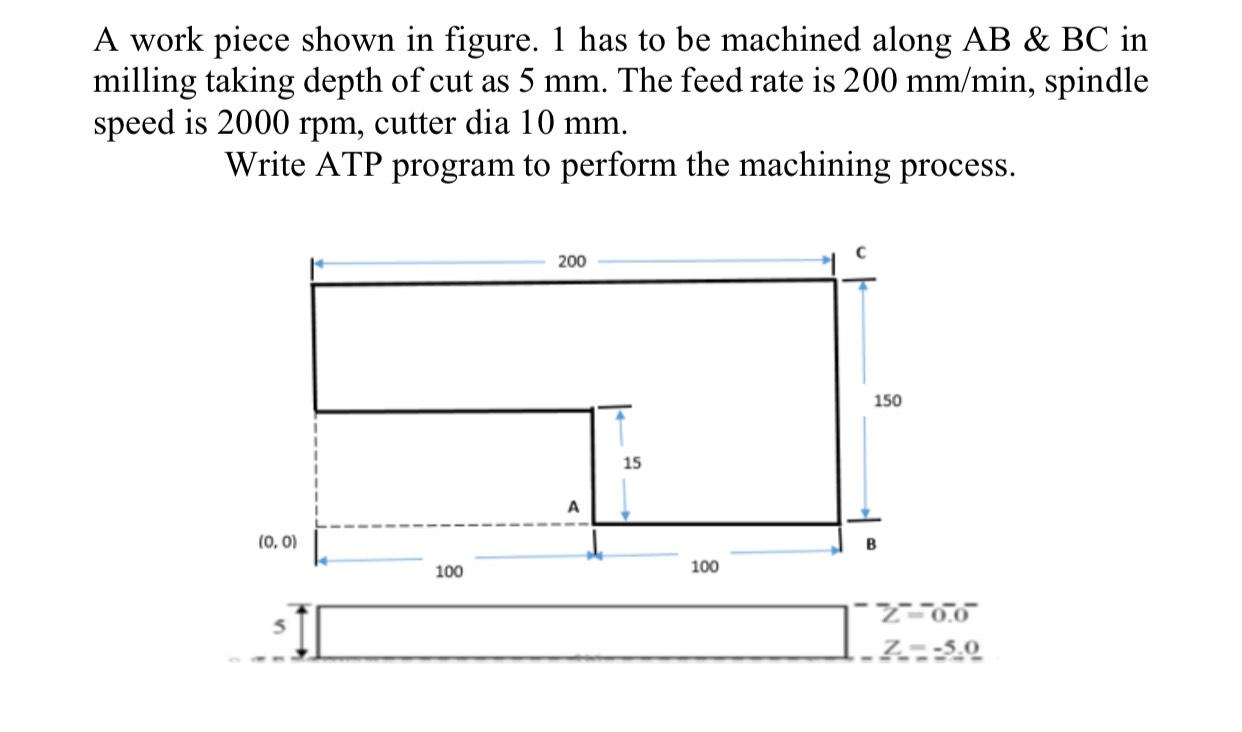 Solved A work piece shown in figure. 1 has to be machined | Chegg.com