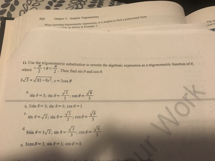 Solved 352 Chapter 5 Analytic Trigonometry factoring | Chegg.com