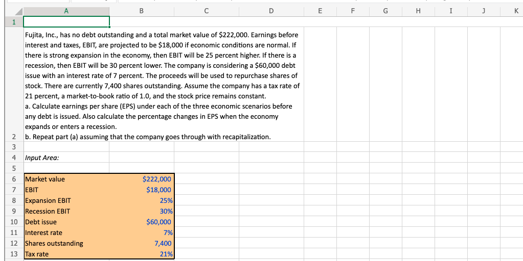 Solved PLEASE PROVIDE EXCEL FUNCTIONS! THANK YOU! | Chegg.com