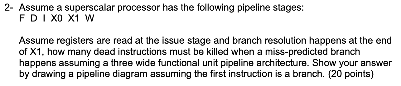 Solved Assume a superscalar processor has the following | Chegg.com