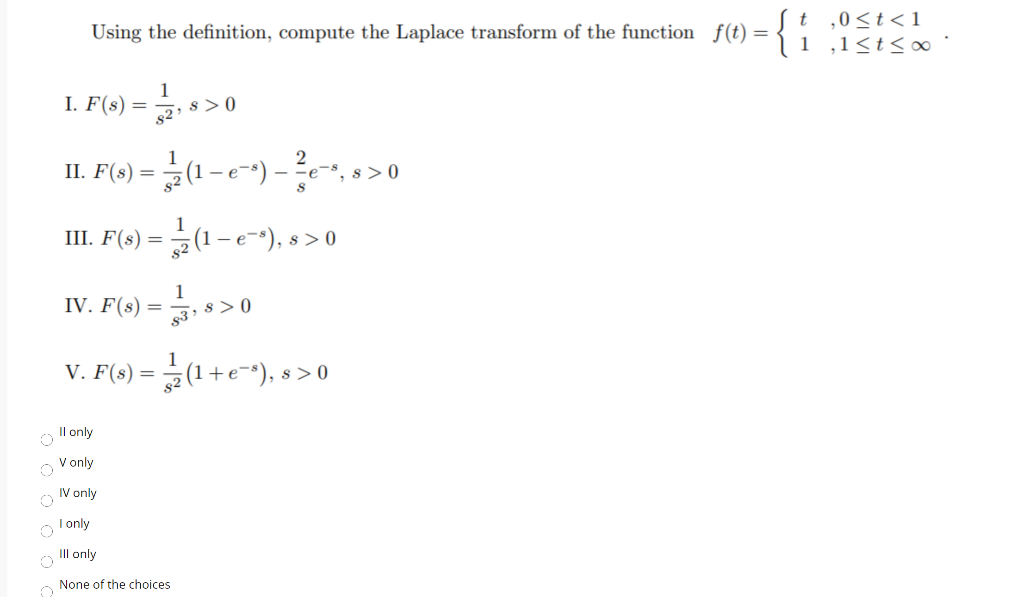 Solved Using the definition, compute the Laplace transform | Chegg.com