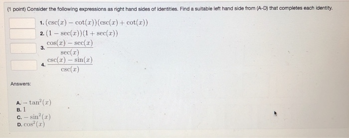 Solved 1 point) Consider the following expressions as right | Chegg.com
