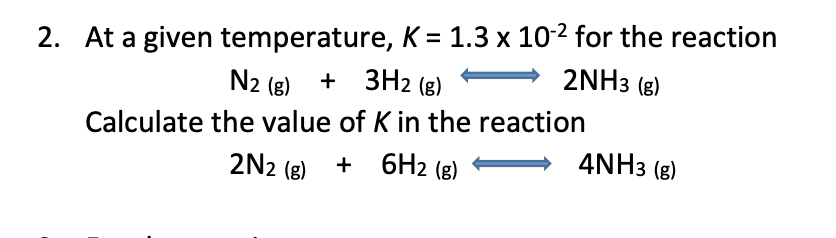 Solved At a given temperature, K=1.3×10−2 for the reaction | Chegg.com