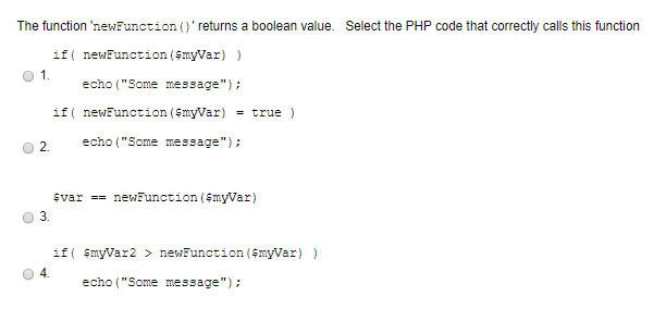Solved The function 'new unction()'returns a boolean value. | Chegg.com
