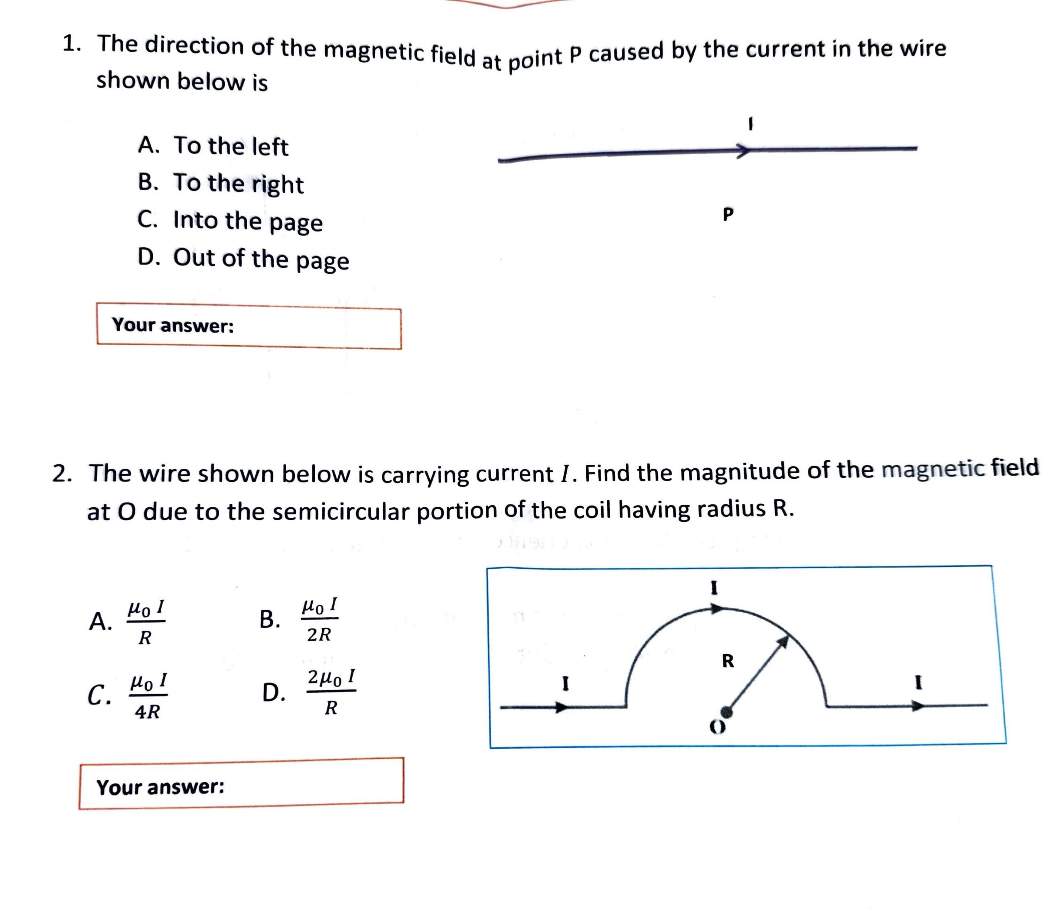 Solved 1. The direction of the magnetic field at point P | Chegg.com