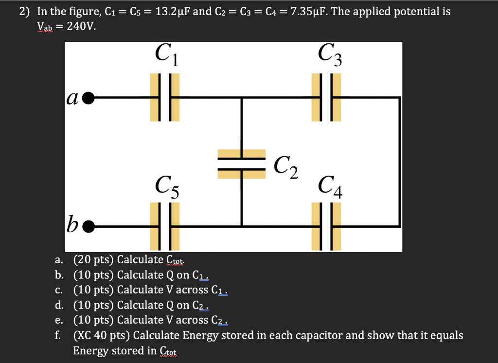 Solved 2) In the figure, C1 = C5 = 13.2uF and C2 = C3 = C4 = | Chegg.com