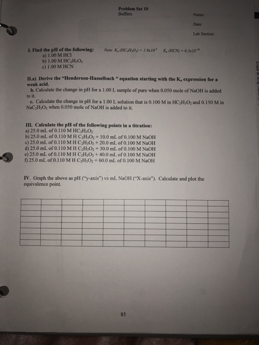 Solved Problem Set 10 Buffers Name Date: Lab Section: Note: | Chegg.com