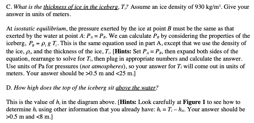 Solved Figure 1. A floating iceberg in cross section. At | Chegg.com