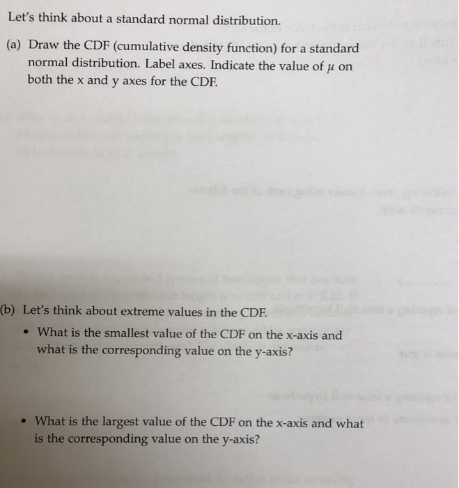 Solved Let's think about a standard normal distribution. (a) | Chegg.com