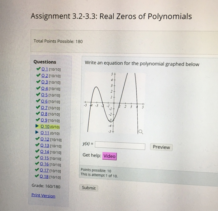 Solved Assignment 3.2-3.3: Real Zeros of Polynomials Total | Chegg.com